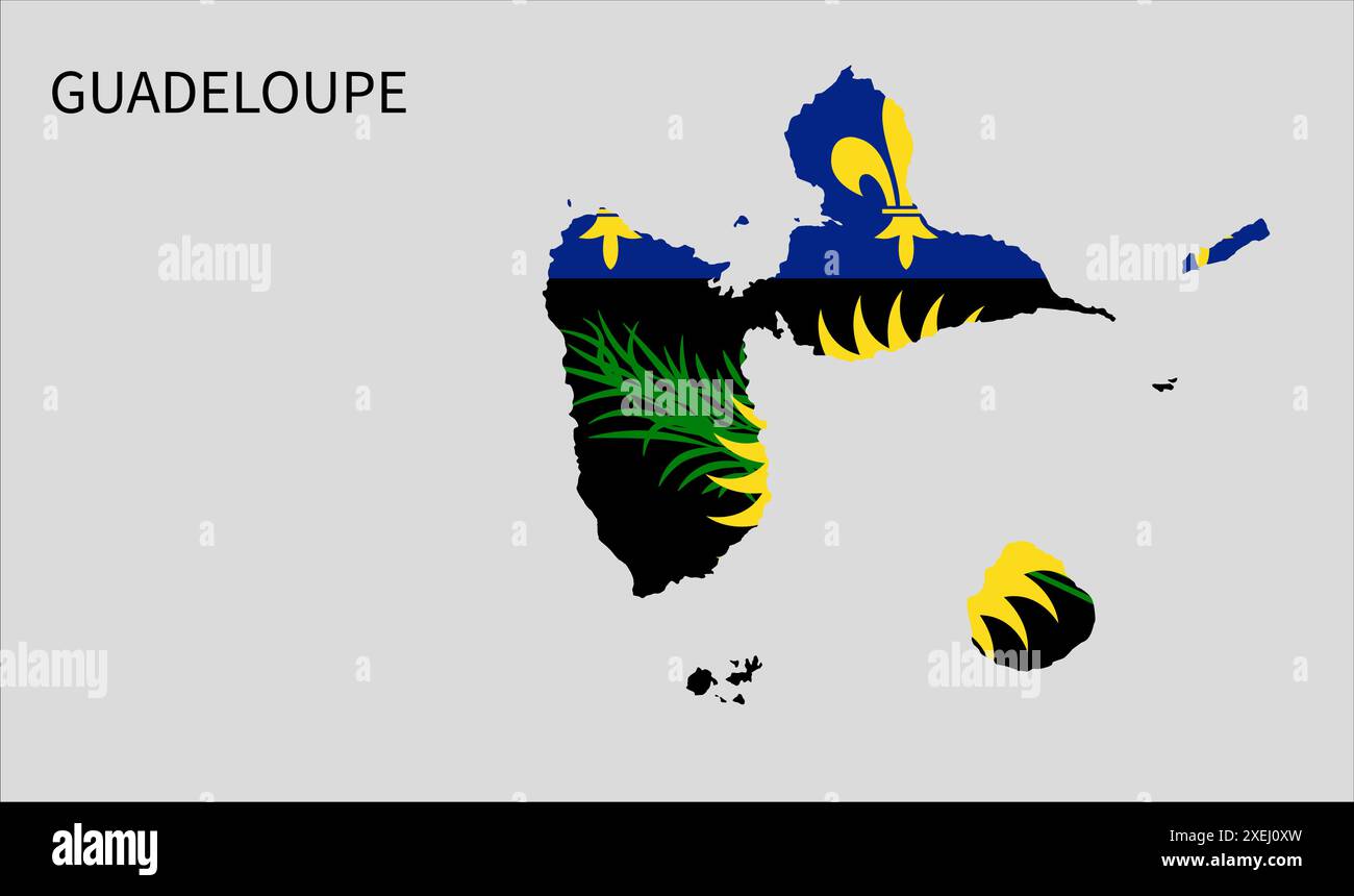 Guadeloupe flag map, official color with proportion, fully Editable ...