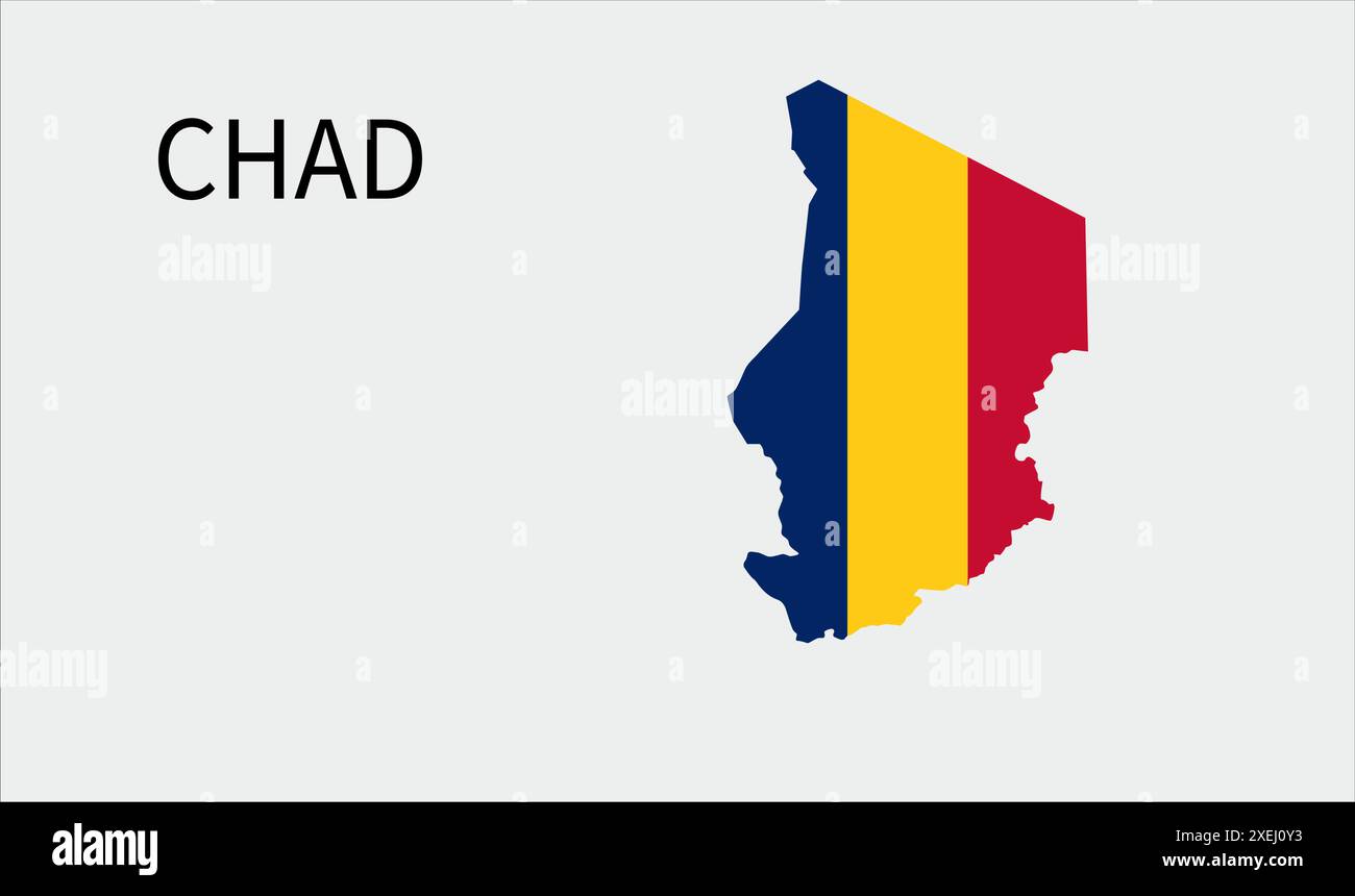 Chad flag map, official color with proportion, fully Editable ...