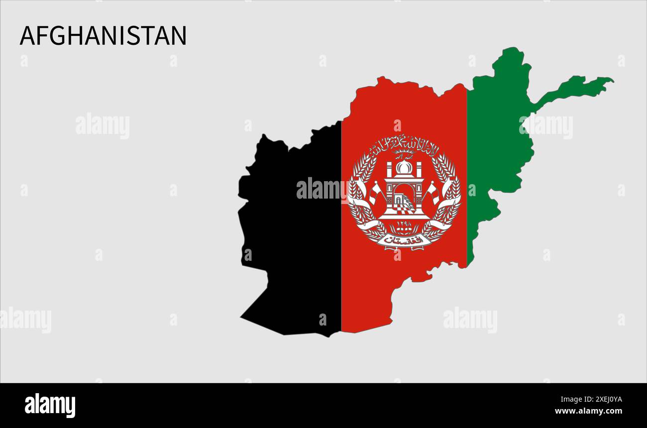 Afghanistan flag map, official color with proportion, fully Editable illustration, vector, flag ...