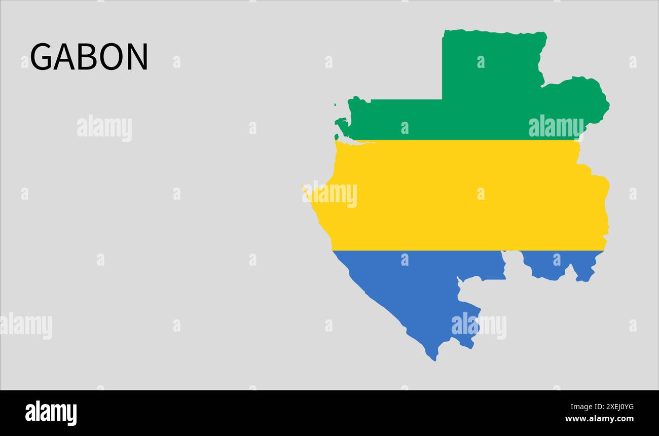 Gabon flag map, official color with proportion, fully Editable illustration, vector, flag ...