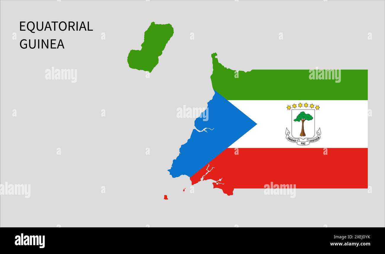 Equatorial Guinea flag map, official color with proportion, fully Editable illustration, vector ...