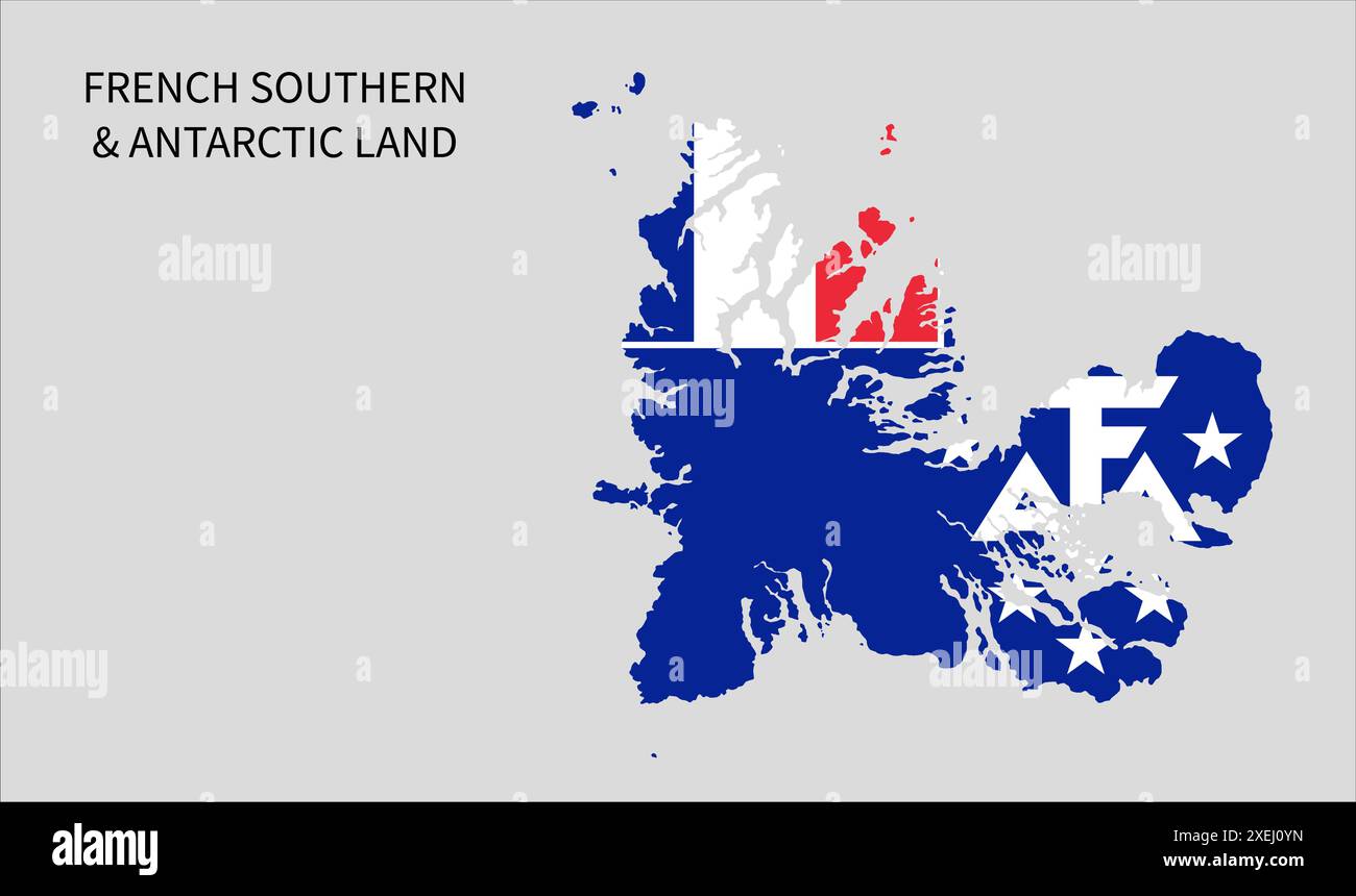 French Southern and Antarctic Land flag map, official color with ...