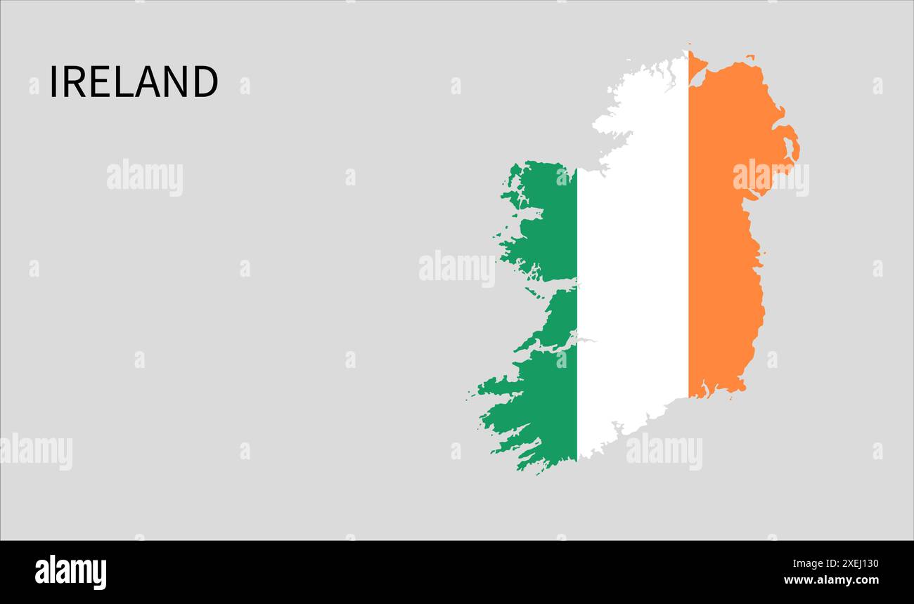Ireland flag map, official color with proportion, fully Editable ...