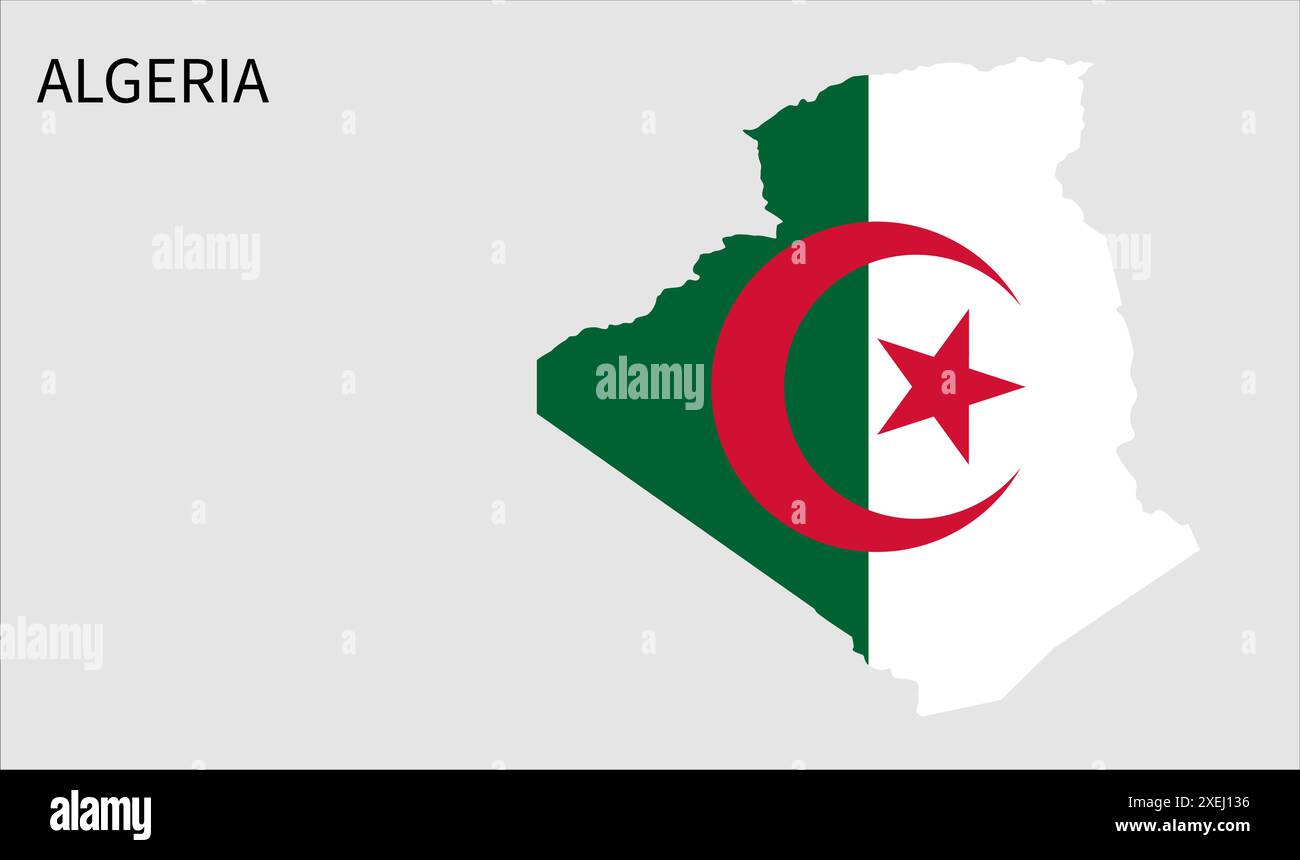 Algeria flag map, official color with proportion, fully Editable ...