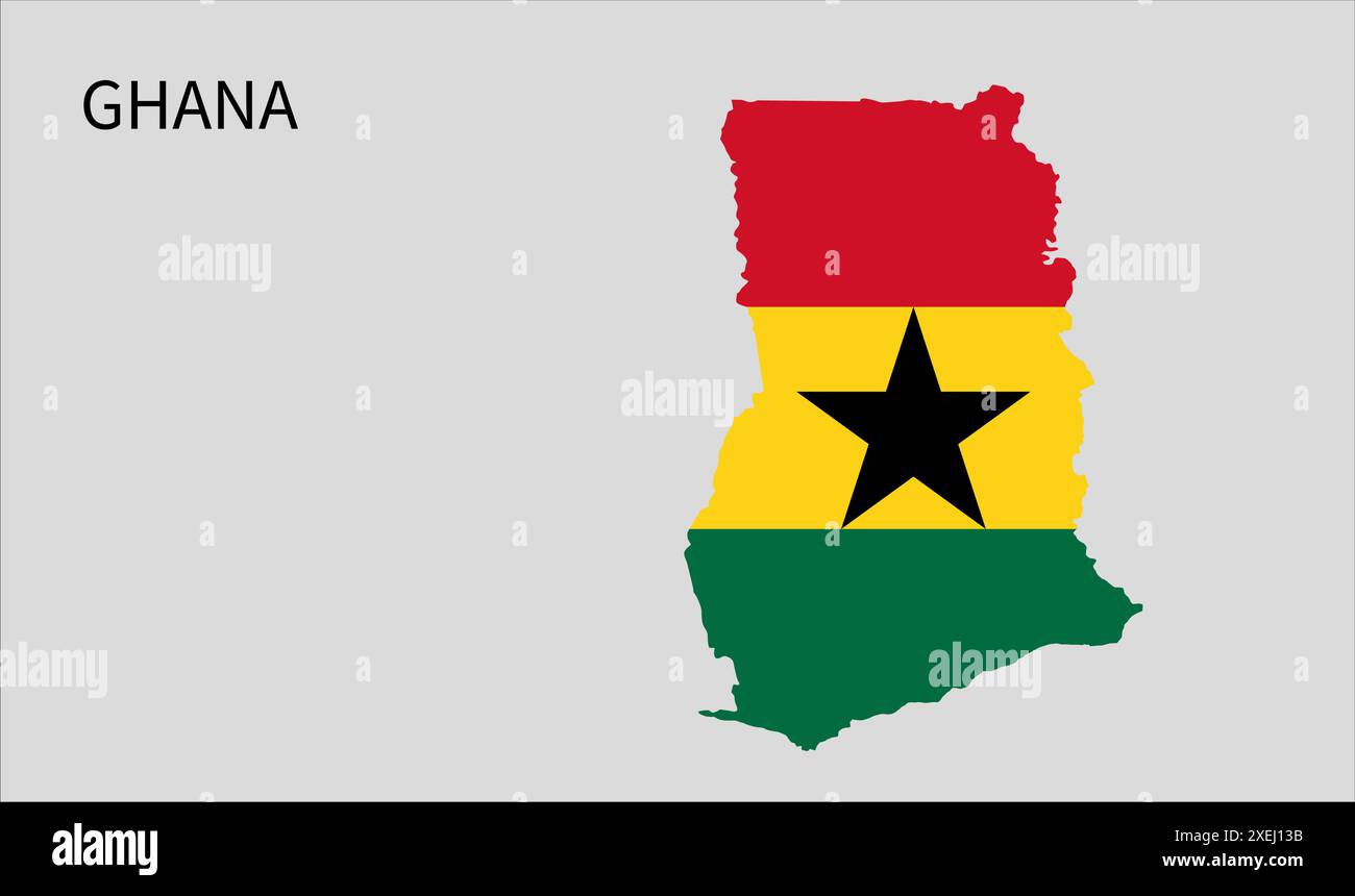 Ghana flag map, official color with proportion, fully Editable ...