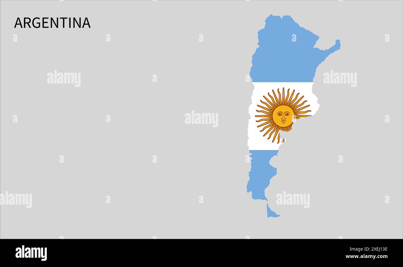 Argentina flag map, official color with proportion, fully Editable ...