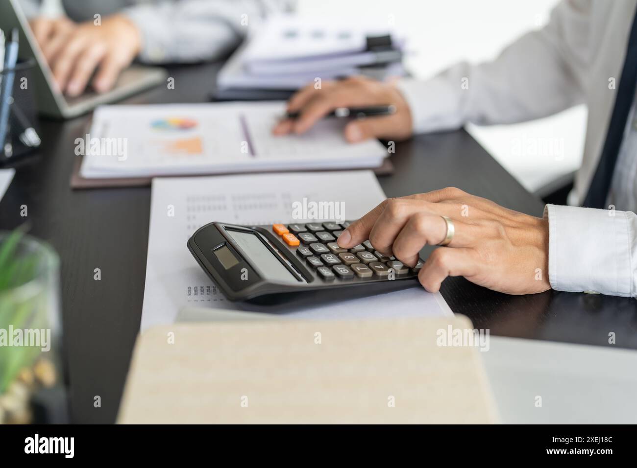 Auditor or internal revenue service staff, Business women checking ...