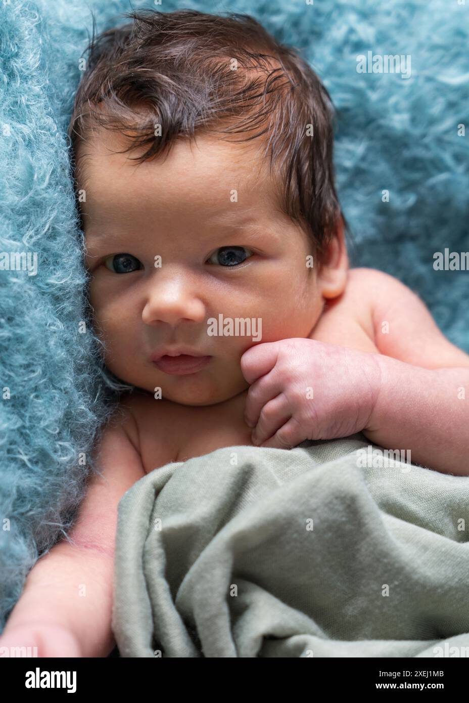 Newborn baby in the first days of life. Cute little newborn baby Stock ...