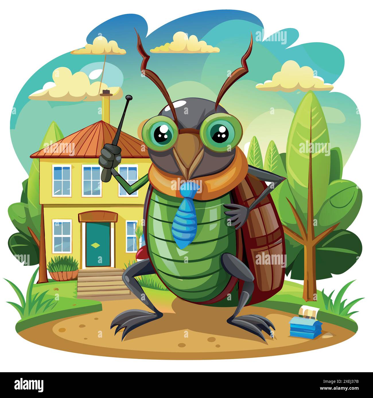 Cockroach bug depressed cries house vector. AI generated image. Clipart ...