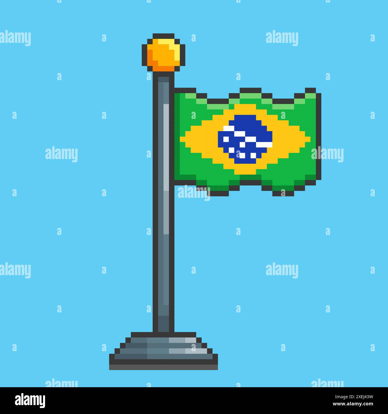 Vector Illustration of Brazil flag with Pixel Art Design, perfect for ...