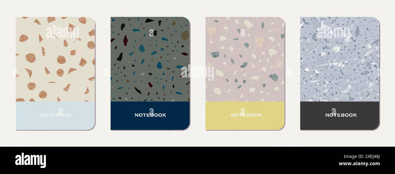 School notebook cover design. Terrazzo abstract background made of ...