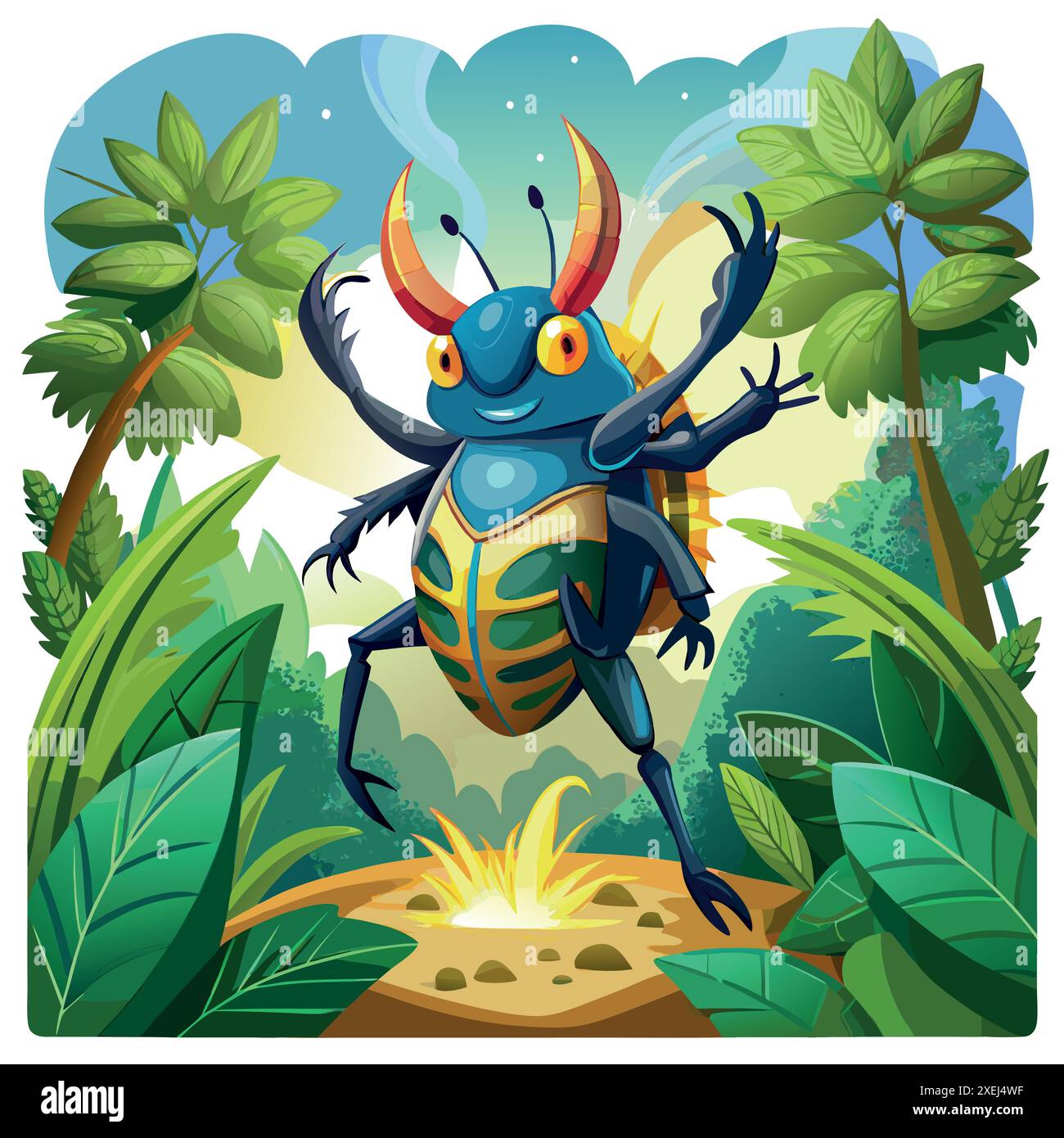 Common Beetle bug energetic goes jungle vector. AI generated image ...
