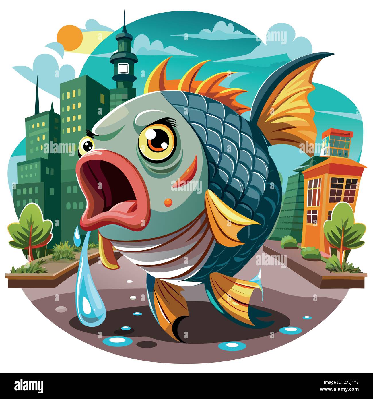 Common Carp fish inspired cries street vector. AI generated image ...