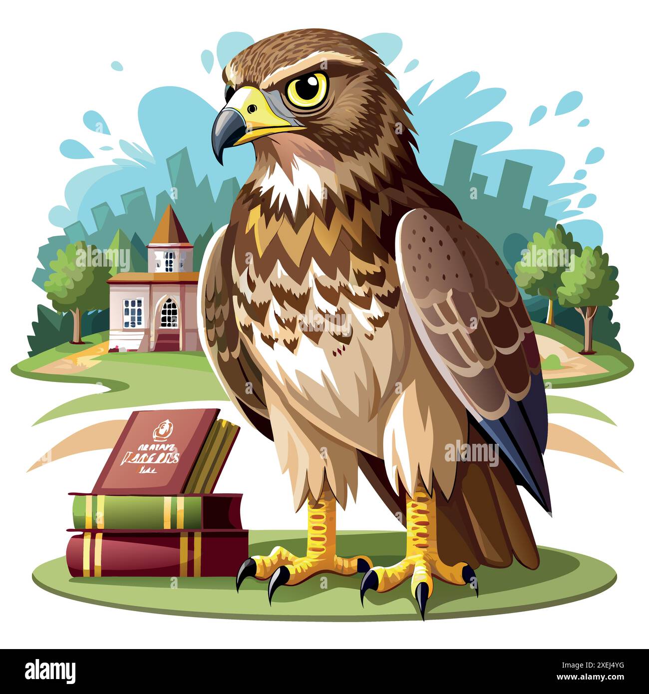 Common Buzzard bird gloomy walks beach vector. AI generated image ...