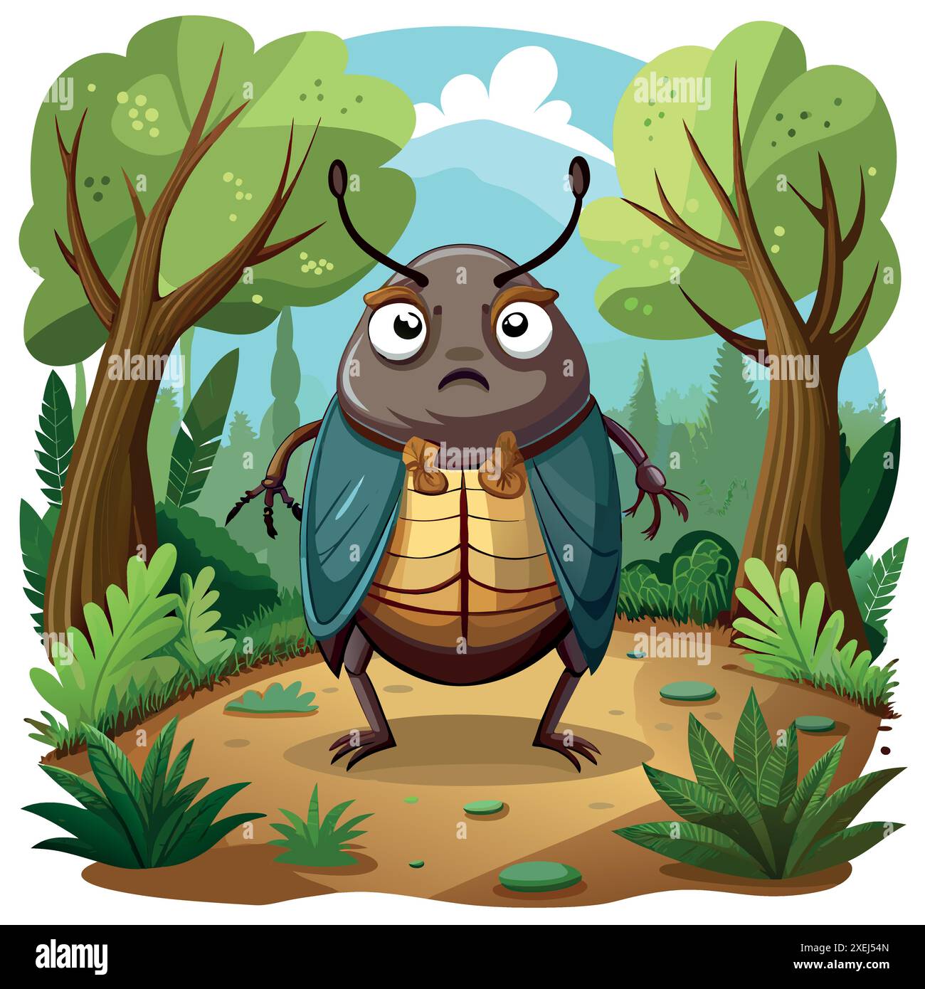 Common Beetle bug disappointed stands forest vector. AI generated image ...