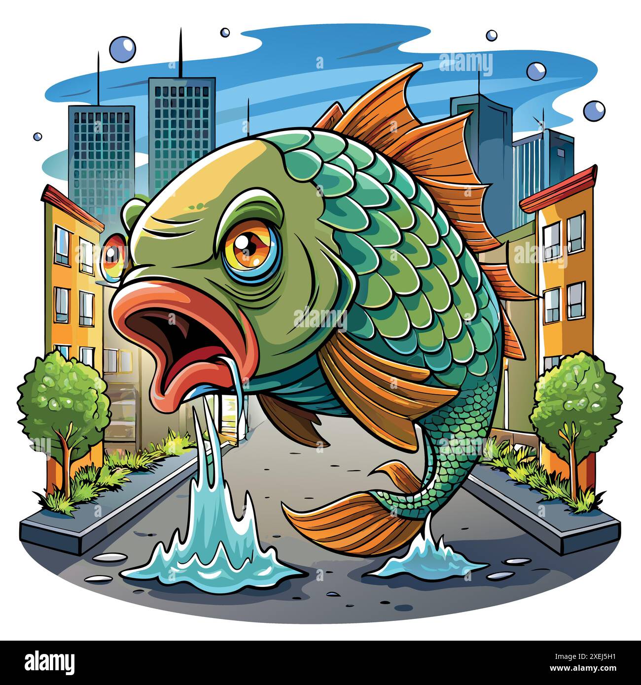 Common Carp fish incapable walks school vector. AI generated image ...