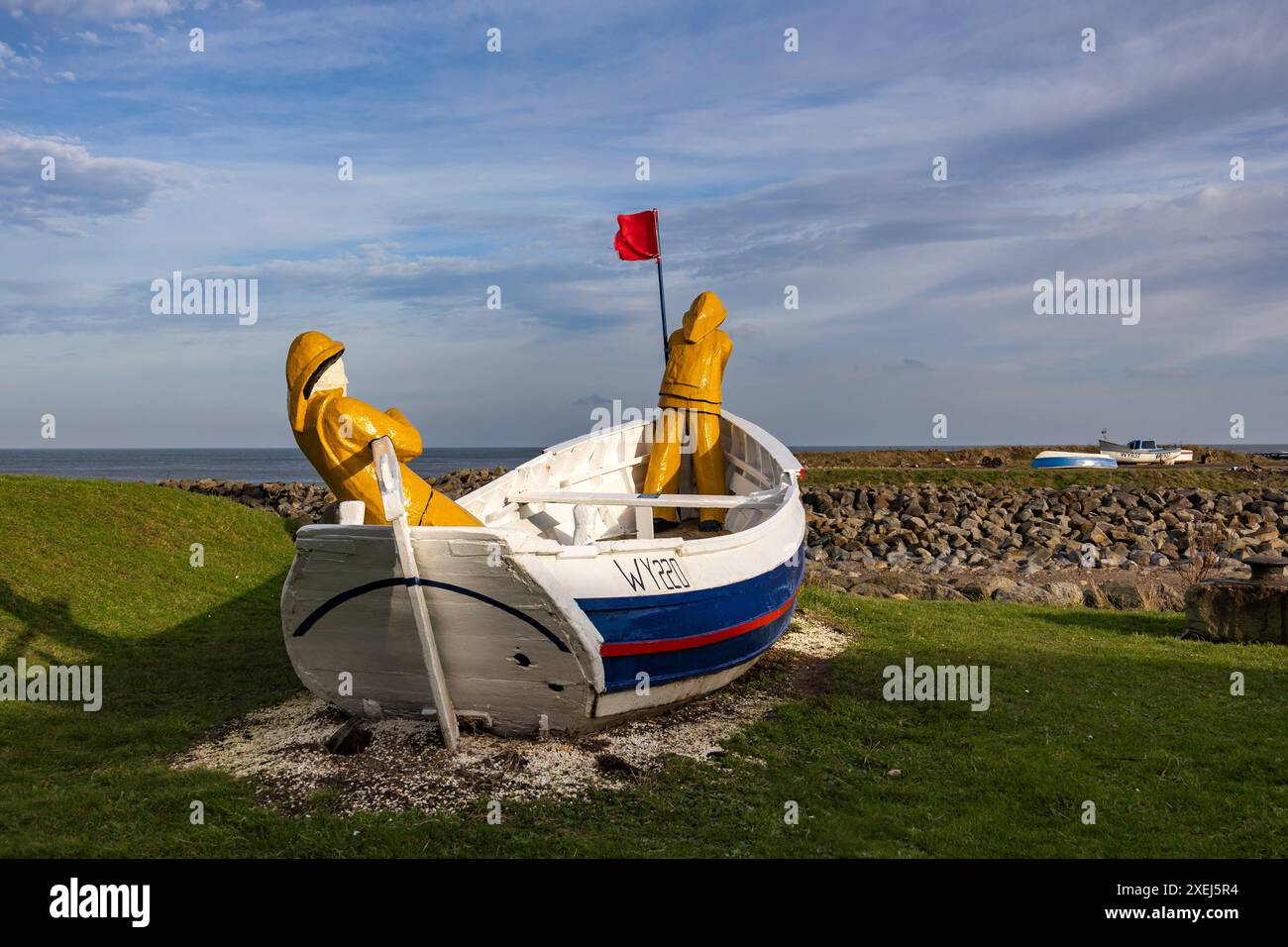 Fishermen Sculpture, Skinningrove, North Yorkshire. The Rebus Coble was ...
