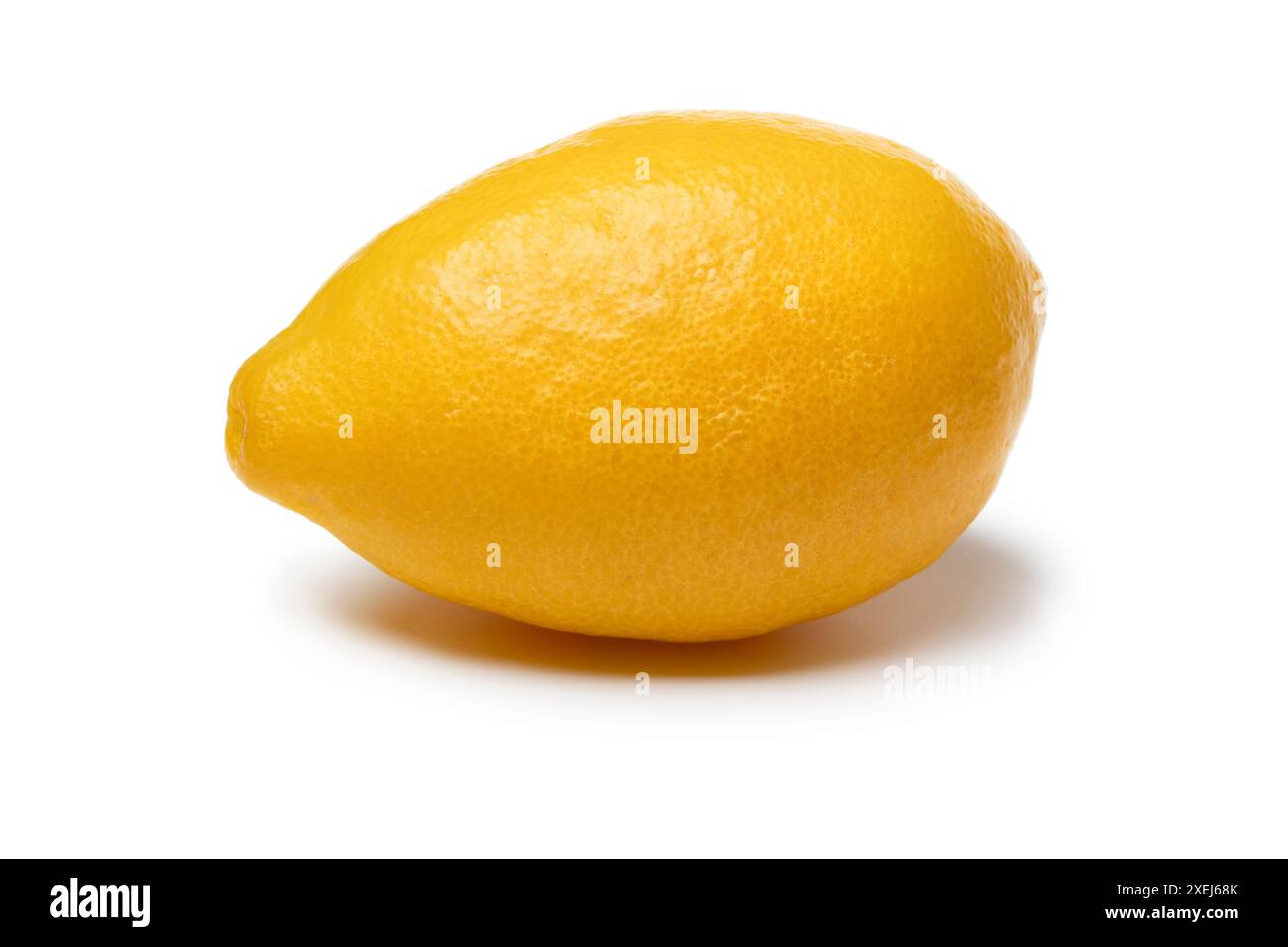 Single fresh ripe yellow lemon snack isolated white background close up ...