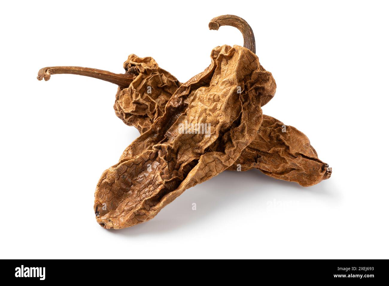 Pair of Mexican Chile Chipotle Meco isolated on white background close ...