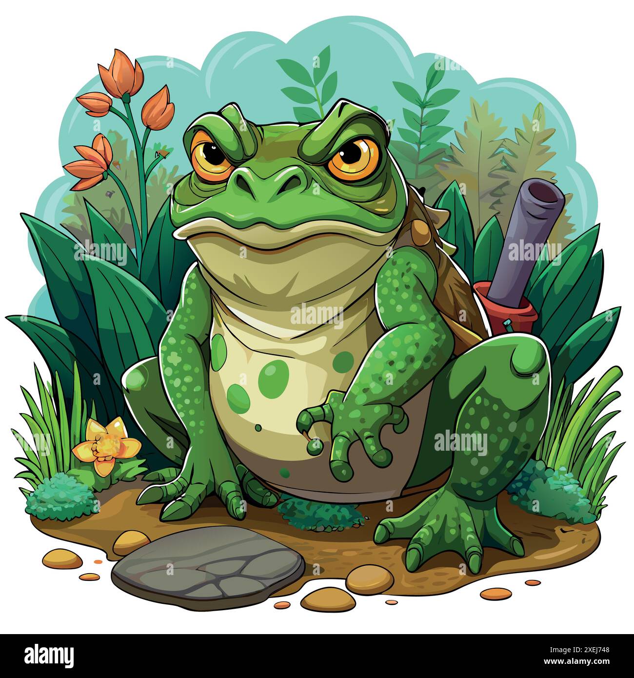 Common Toad frog useful angry garden vector. AI generated image ...