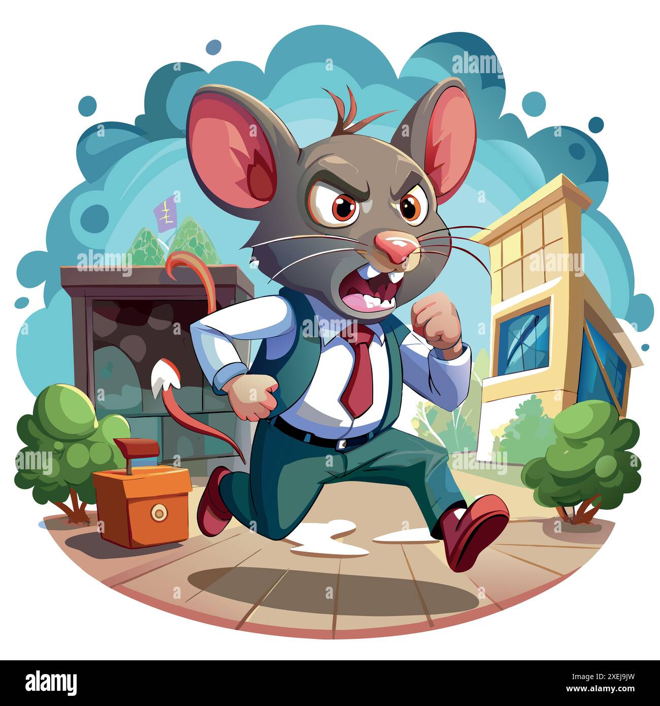 Cotton Rat mouse angry runs school vector. AI generated image. Clipart ...