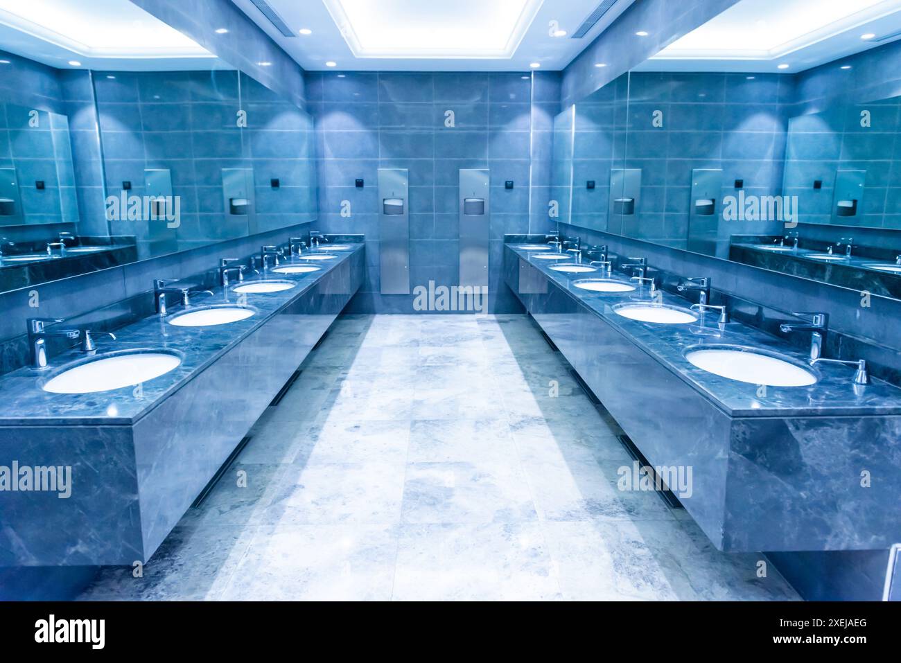 Blue restroom interior hi-res stock photography and images - Alamy