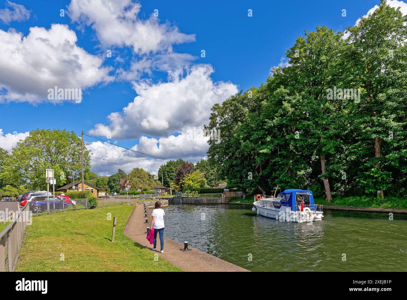 The riverside and River Thames at Shepperton on a sunny summers day ...