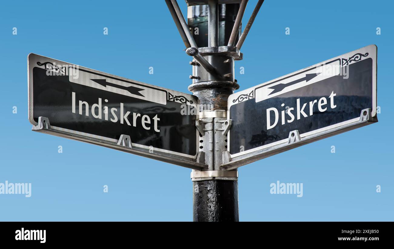 Signposts the direct way to Discreet versus Indiscreet Stock Photo - Alamy