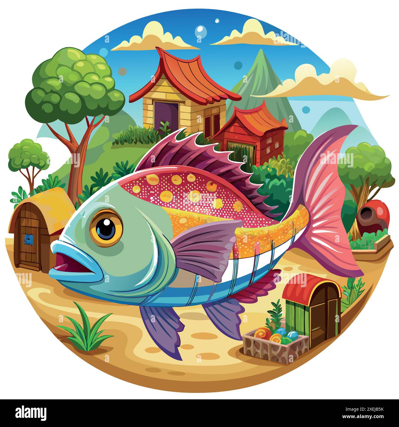 Cubera Snapper fish charming angry jungle vector. AI generated image ...