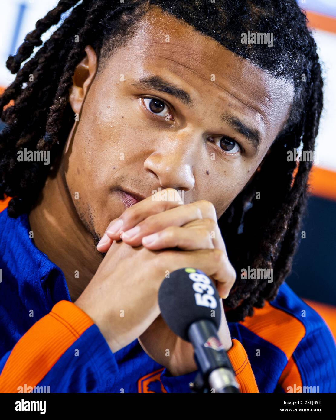 WOLFSBURG - Nathan Ake during a media moment of the Dutch national team ...
