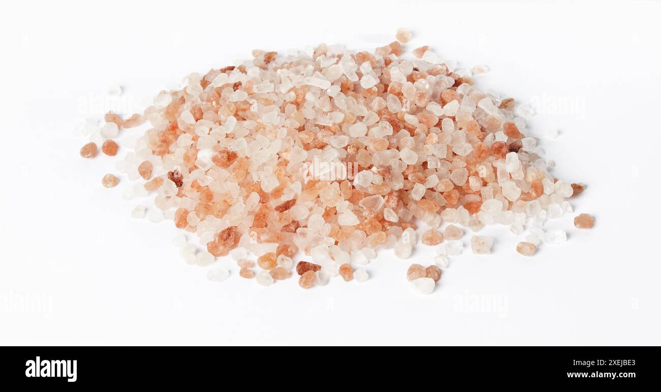 Himalayan pink salt isolated on white background. Gourmet salt - red ...
