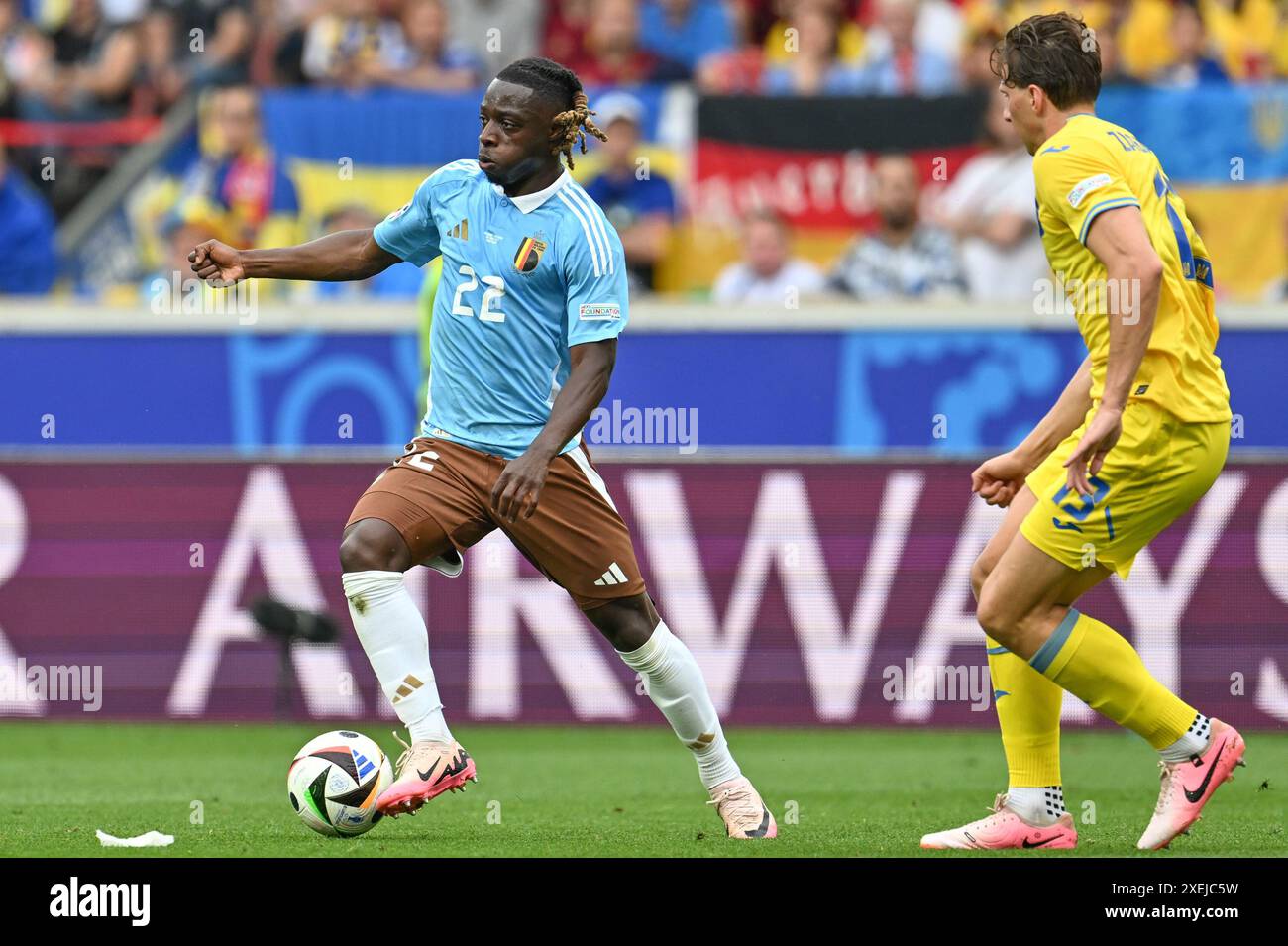 Jeremy Doku (22) of Belgium pictured during a soccer game between the ...