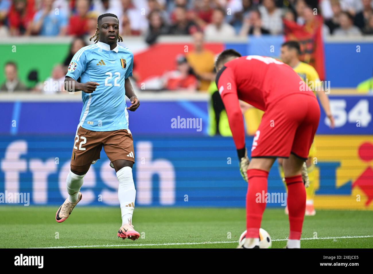Stuttgart, Germany. 26th June, 2024. Jeremy Doku (22) of Belgium ...