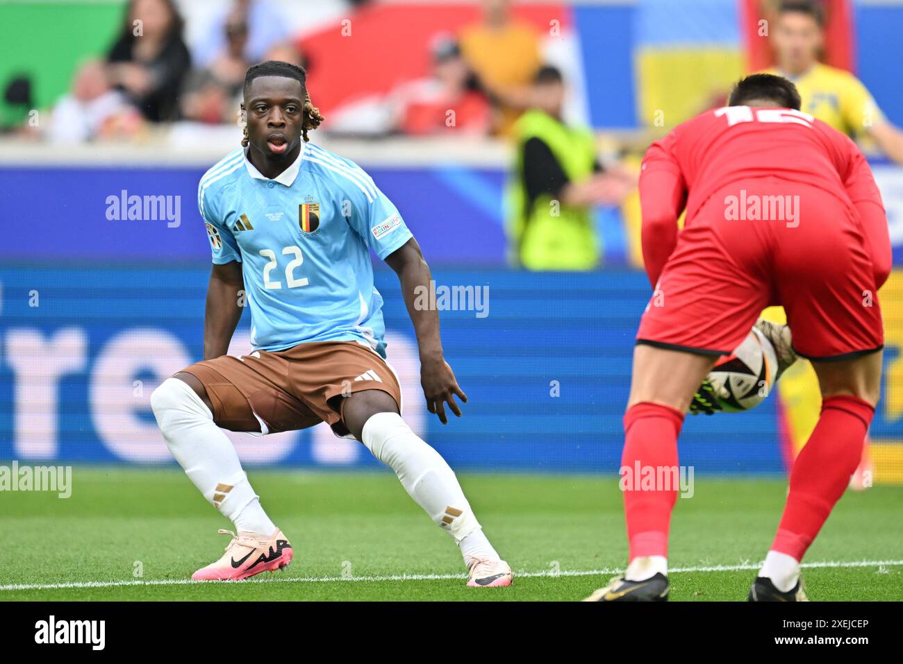Jeremy Doku (22) of Belgium pictured during a soccer game between the ...