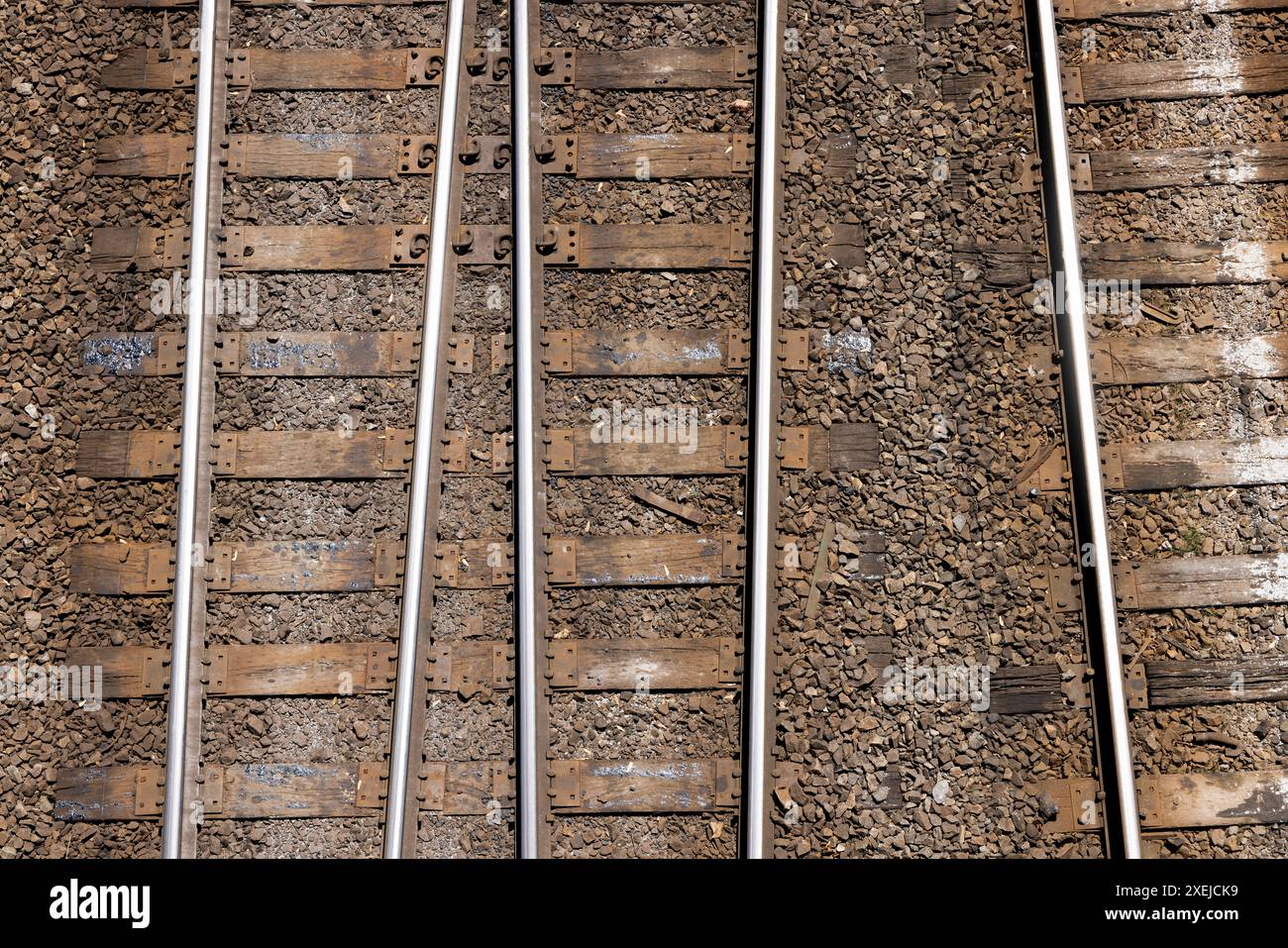 Overhead looking straight down at railroad tracks Stock Photo - Alamy