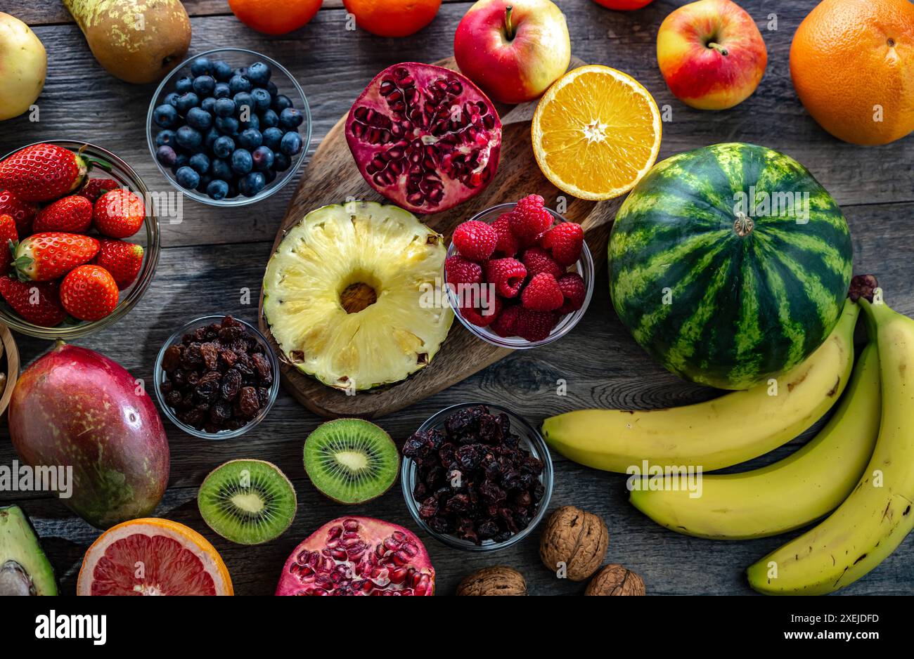 Food products representing the fruitarian diet. Fruitarianism Stock ...