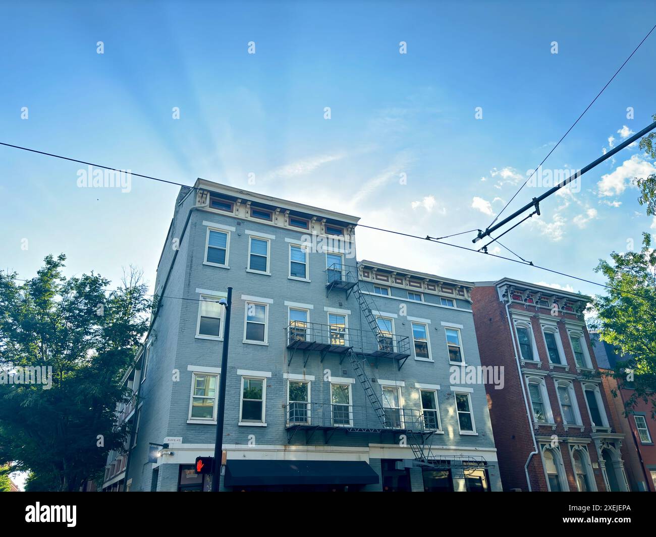 Historic buildings with fire escapes in Over-the-Rhine, Cincinnati ...