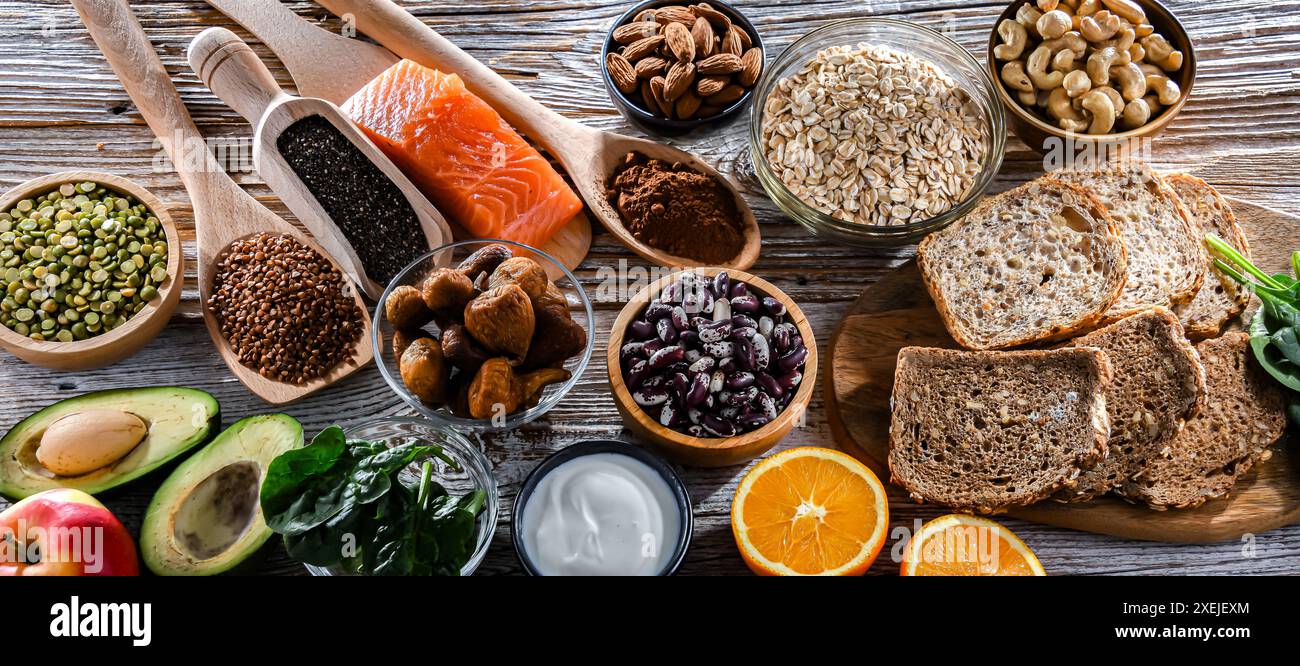 Composition with food products rich in magnesium Stock Photo - Alamy