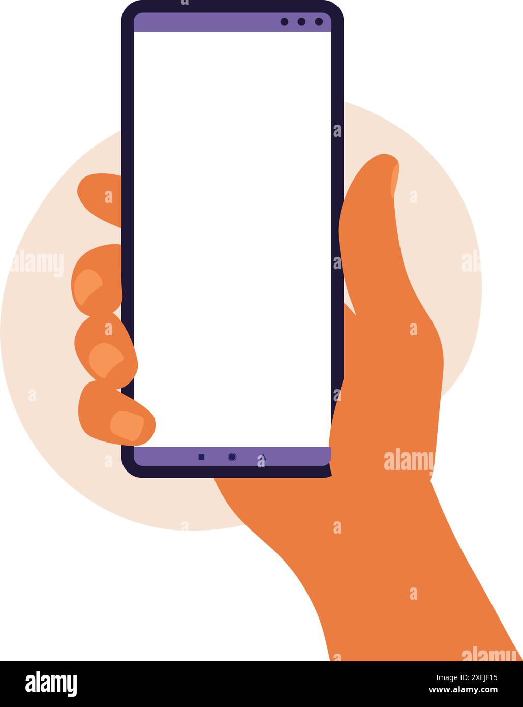 Man hand holding smartphone with blank white screen. Using mobile smart ...