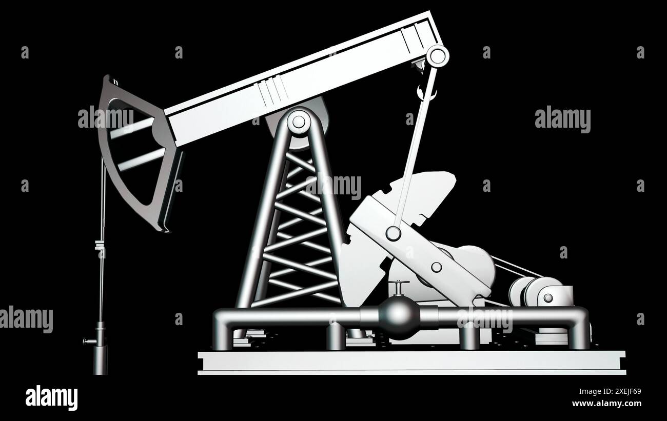 3d rendering of a pump jack, also known as a nodding donkey or a ...