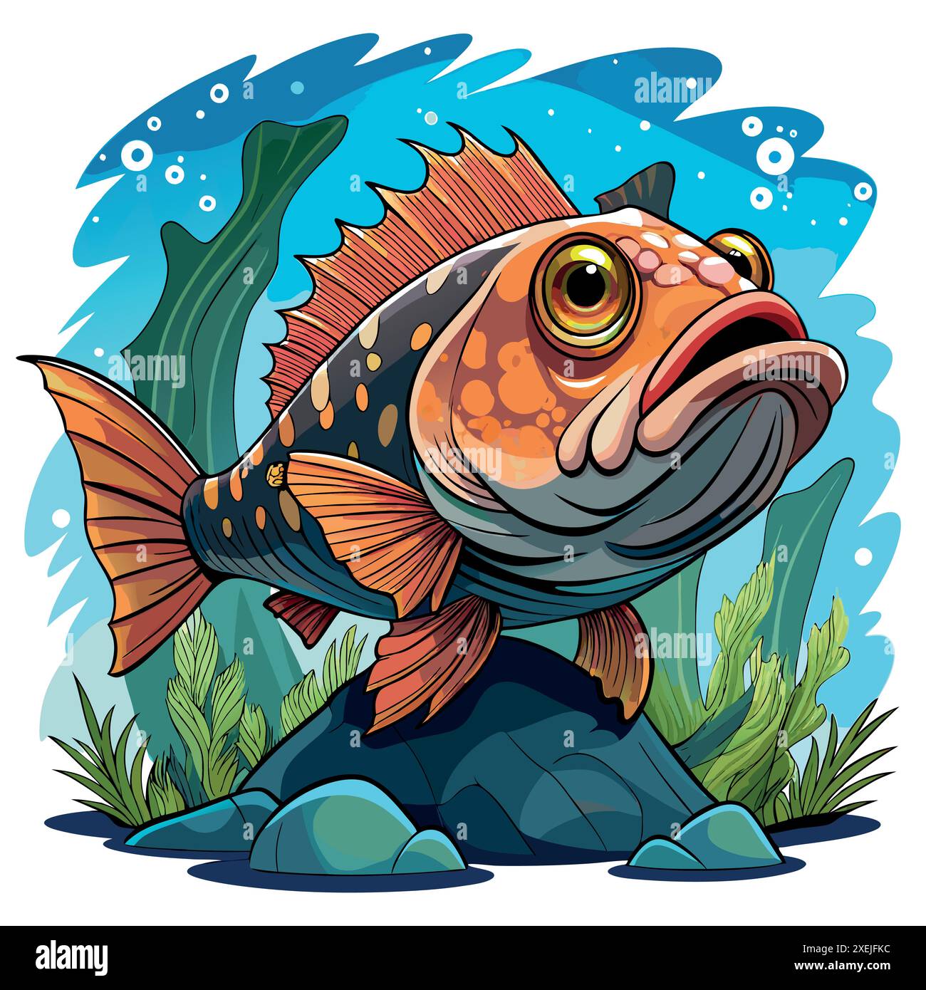 Cubera Snapper fish depressed screams sea vector. AI generated image ...