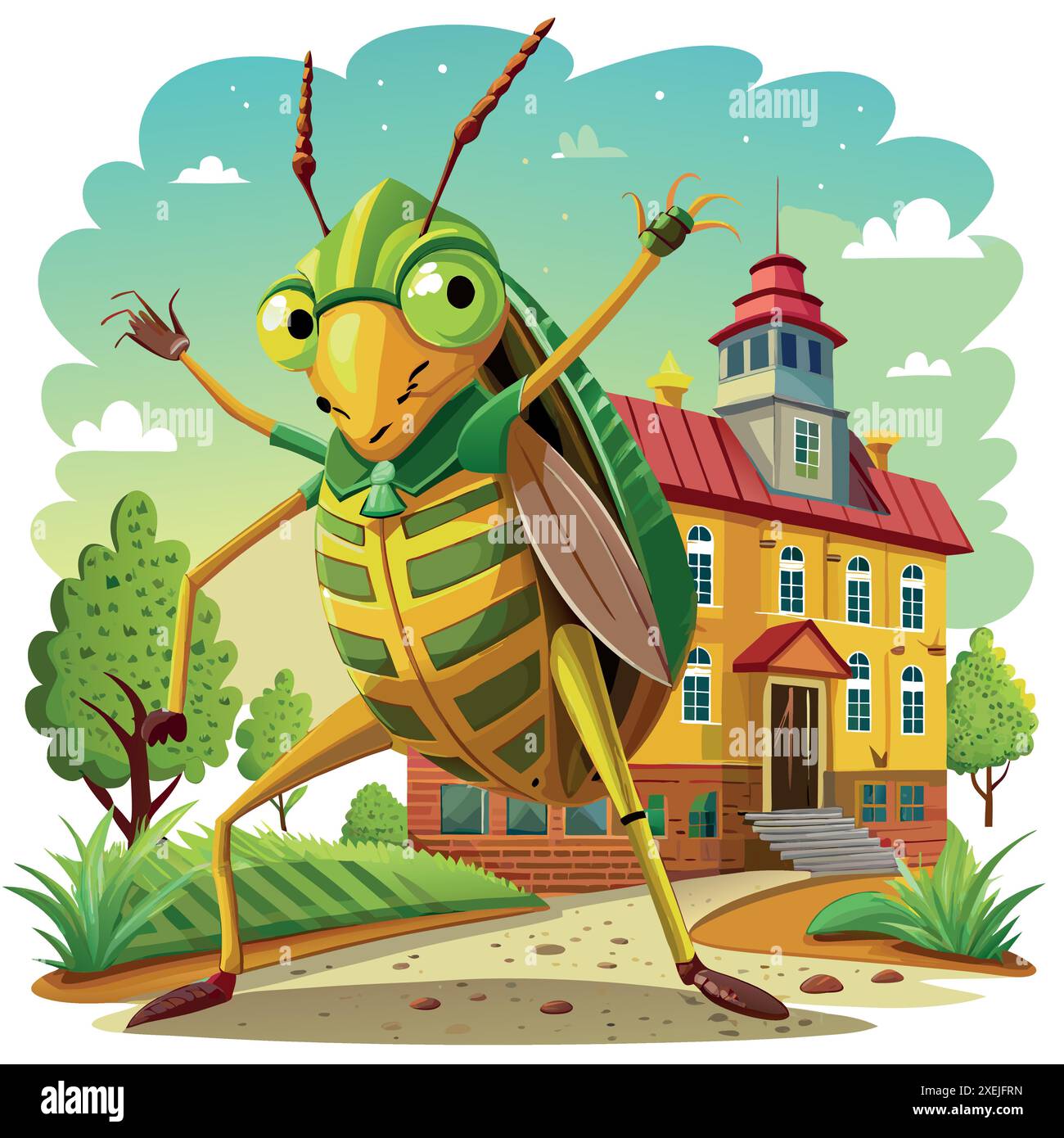 Cucumber Beetle bug frantic stands school vector. AI generated image ...