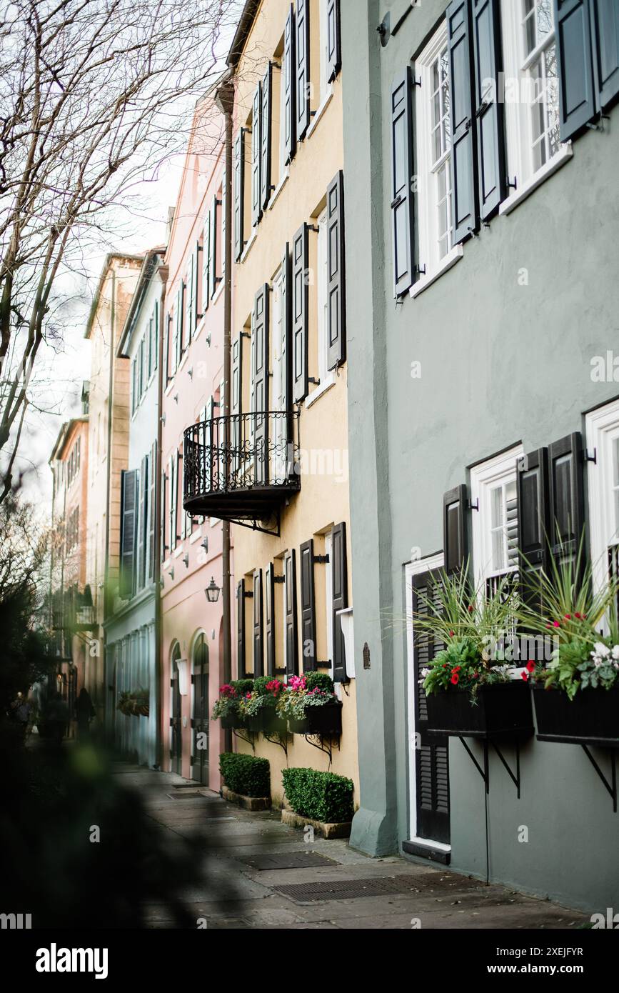 Serene Spring Day at Charleston’s Rainbow Row Stock Photo - Alamy