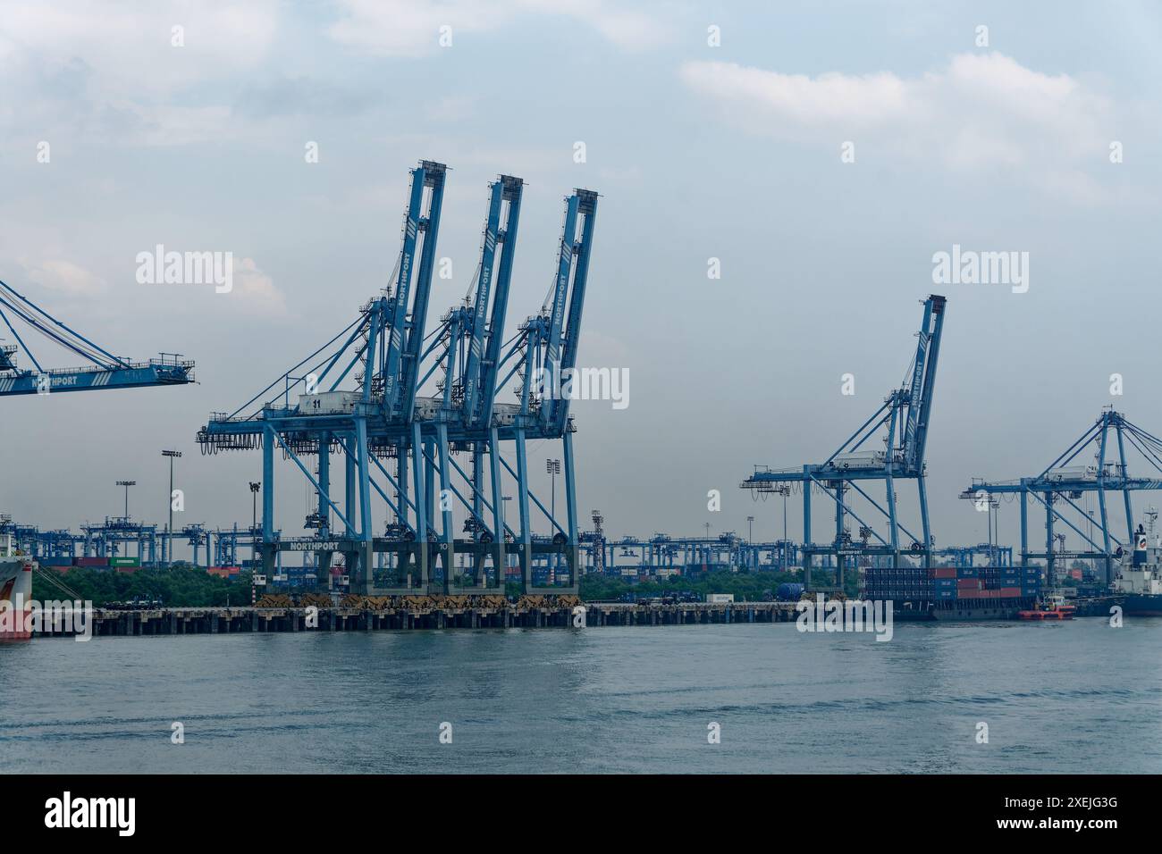 Container Crane Selection - a group of cranes with lifted booms Kuala ...