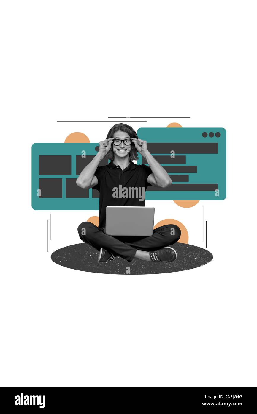 Trend artwork sketch image photo collage of internet web page interface ...