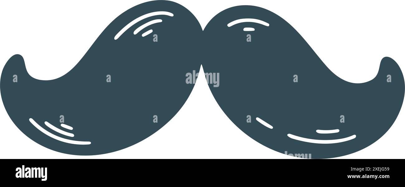 Men's mustache doodle sketch style. Black silhouette of mustache with ...