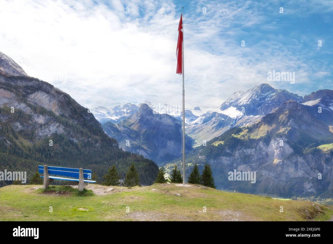 Swiss alps bench hi-res stock photography and images - Alamy