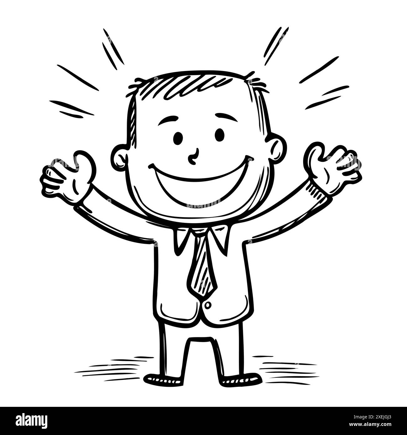 Cartoon happy man open arms Black and White Stock Photos & Images - Alamy