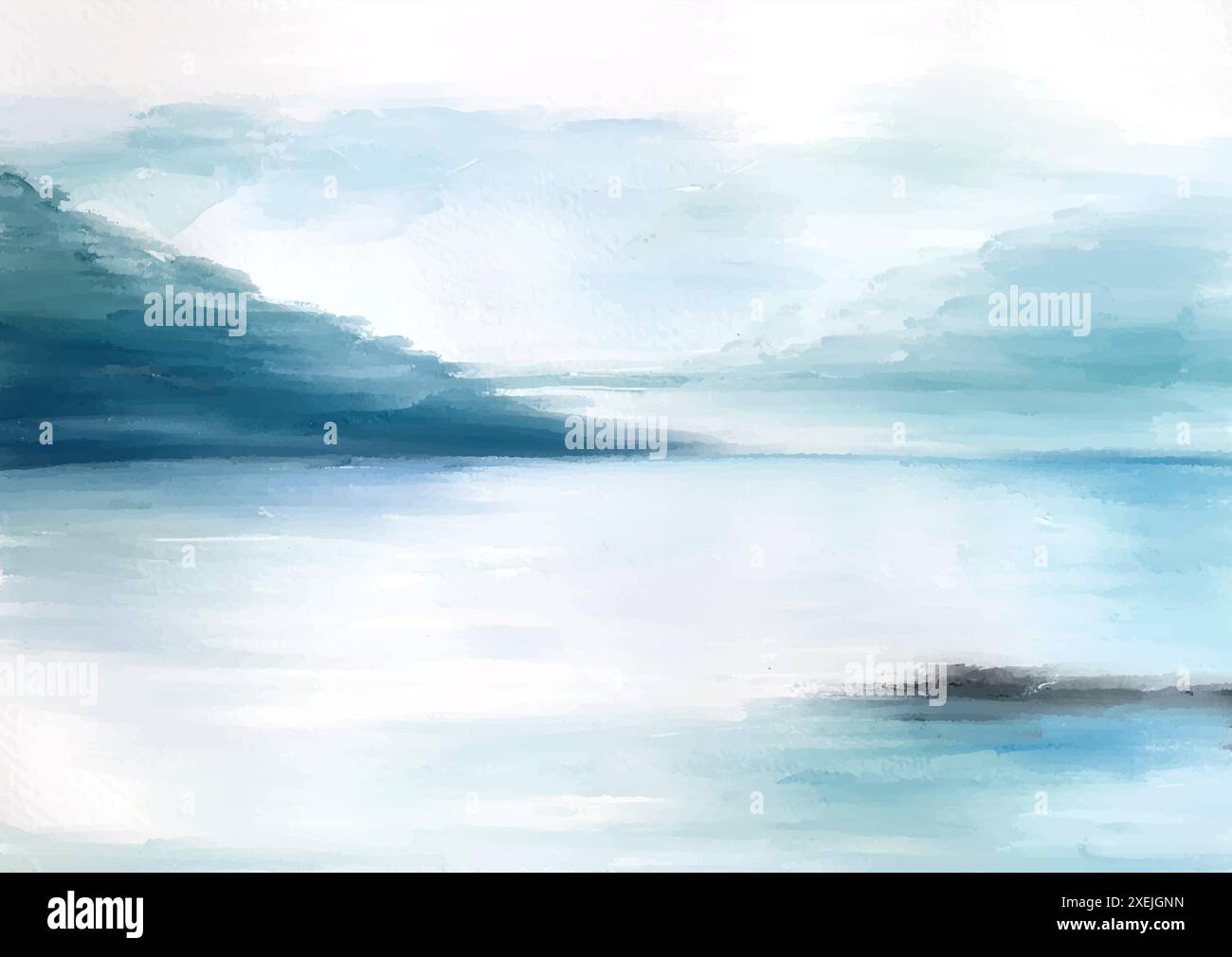 Abstract minimal hand painted ocean landscape background design Stock ...