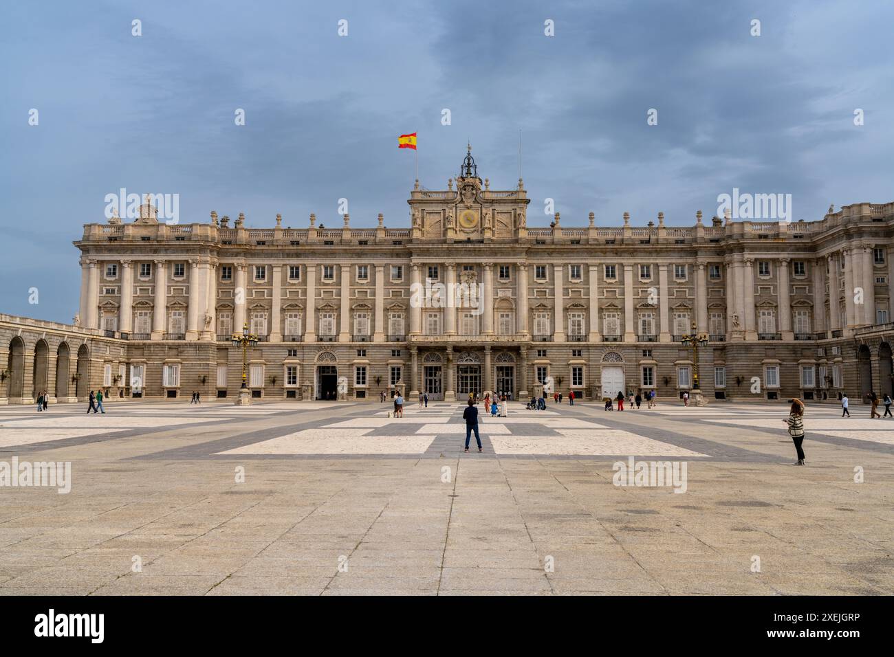 View of the courtyard and royal Spanish Palace in downtown Madrid Stock ...
